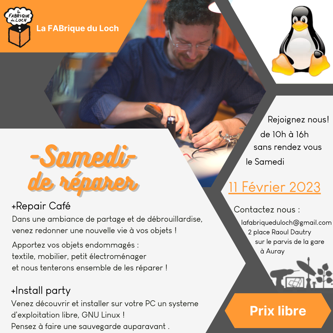 Repair café - Samedi de réparer - Install Party - La Fabrique du Loch